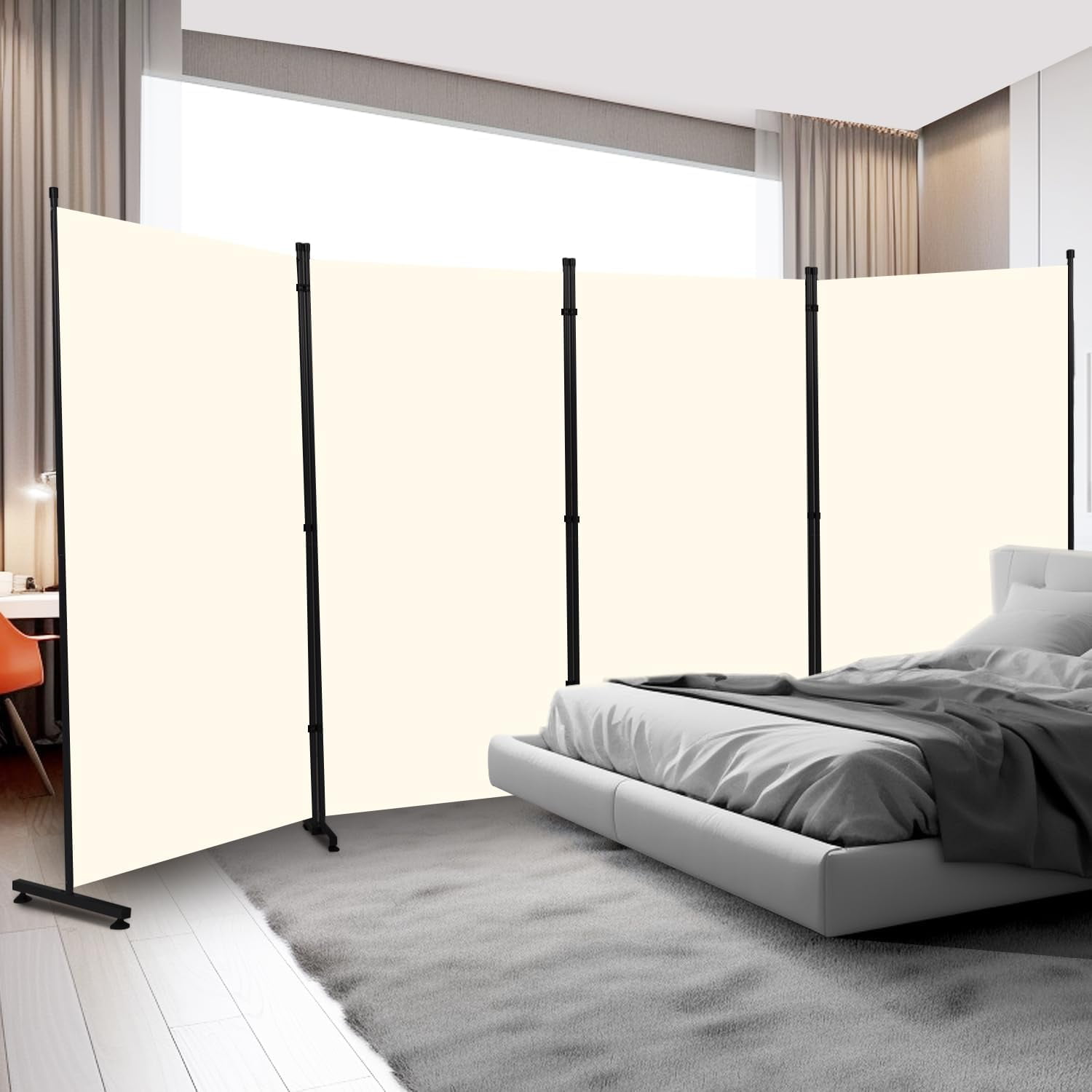 6ft Room Dividers and Privacy Screens, 4 Panel Partition Room Divider ...