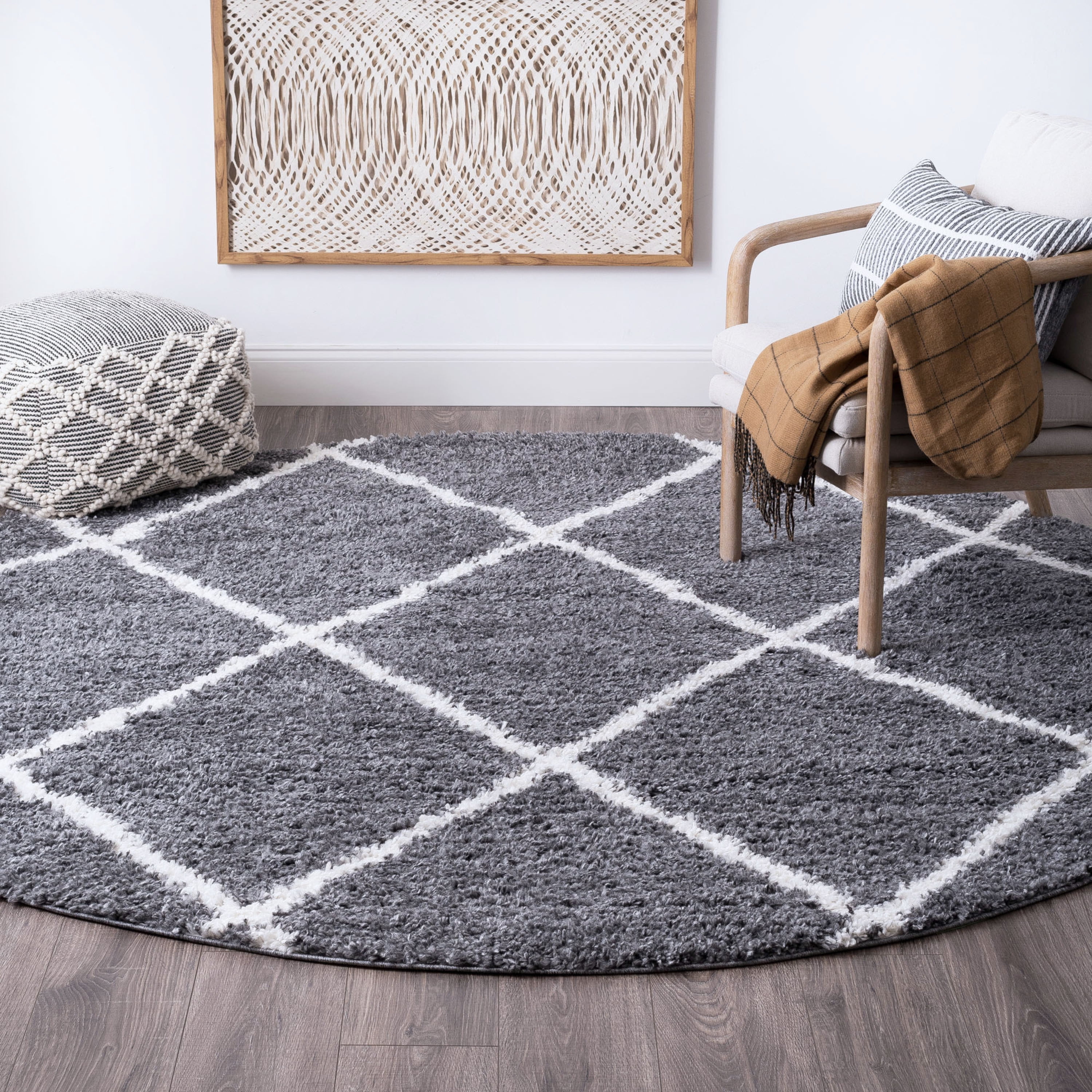 Free Shipping! Bliss Rugs 6ft Round Modern Gray Area Rug for Living ...