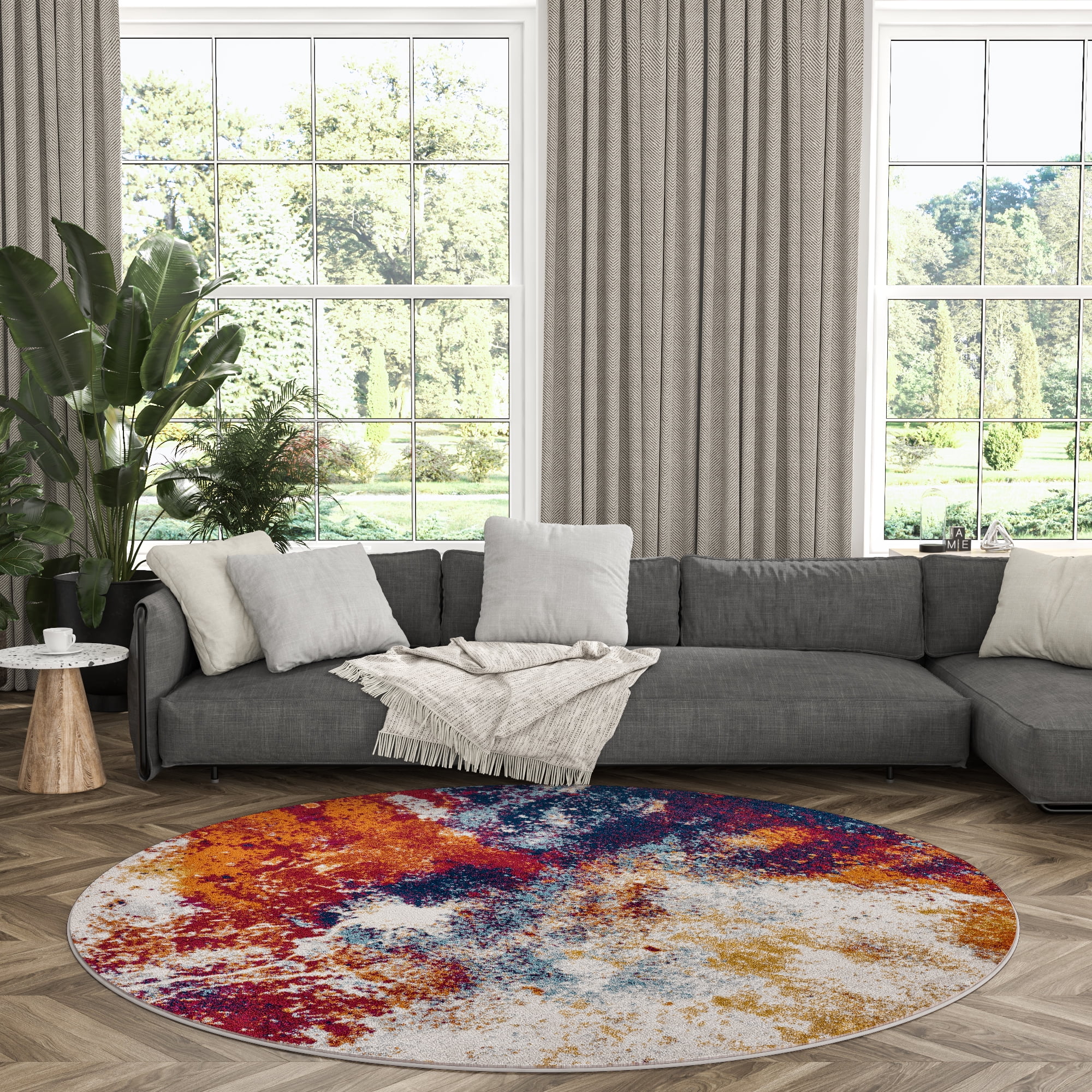 Free Shipping! Bliss Rugs 6ft Round Multi-Color Area Rug for Living ...