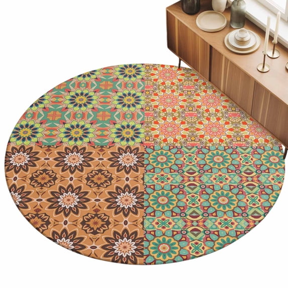 6ft Round Rug Abstract Floral Area Rugs for Living Room Bedroom ...