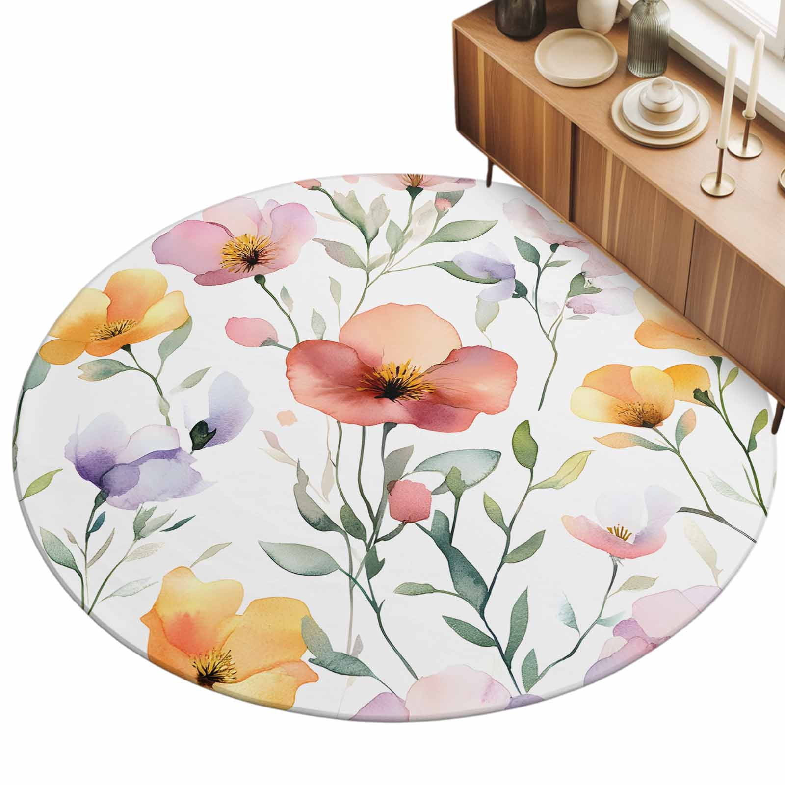 6ft Round Rug Aesthetics Flower Area Rugs for Living Room Bedroom ...
