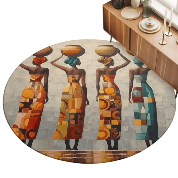 6ft Round Rug African Black Women Area Rugs for Living Room Bedroom ...