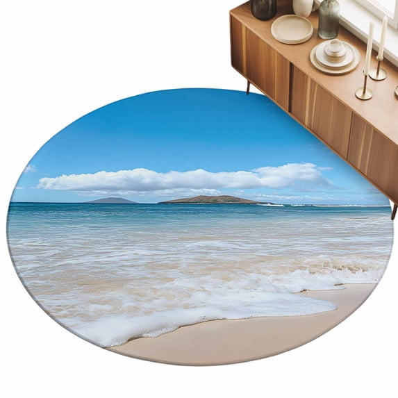 6ft Round Rug Beach Area Rugs for Living Room Bedroom Washable Non Slip ...