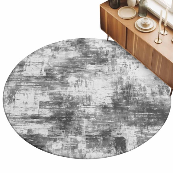 6ft Round Rug Black Grey Ombre Area Rugs for Living Room Bedroom ...