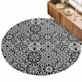 6ft Round Rug Black Morocco Area Rugs for Living Room Bedroom Washable ...