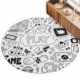 6ft Round Rug Black White Video Game Area Rugs for Living Room Bedroom ...