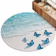 6ft Round Rug Blue Butterfly Coastal Area Rugs for Living Room Bedroom ...