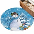 6ft Round Rug Blue Christmas Area Rugs for Living Room Bedroom Washable ...