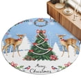 6ft Round Rug Blue Christmas Area Rugs for Living Room Bedroom Washable ...
