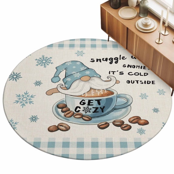 6ft Round Rug Blue Gnomes Area Rugs for Living Room Bedroom Washable ...