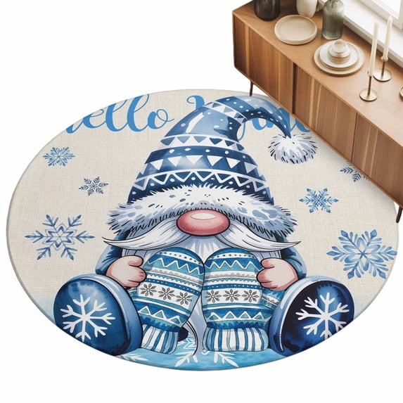 6ft Round Rug Blue Gnomes Christmas Area Rugs for Living Room Bedroom ...