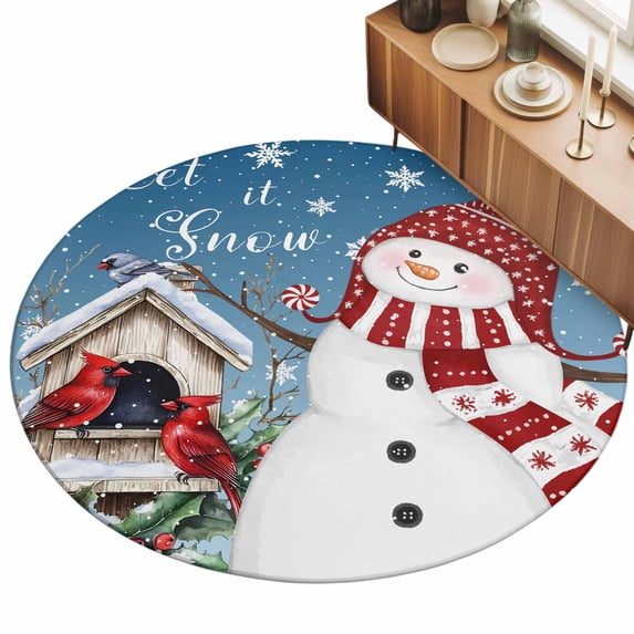 6ft Round Rug Blue Grey Snowman Christmas Area Rugs for Living Room ...