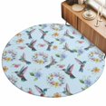6ft Round Rug Blue Hummingbird Area Rugs for Living Room Bedroom ...