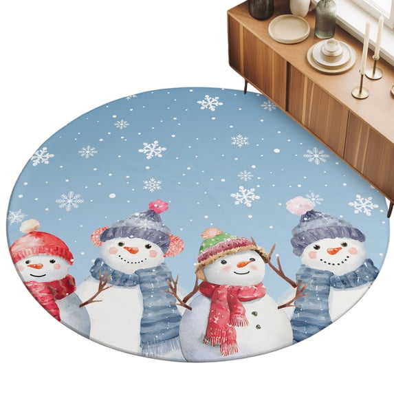 6ft Round Rug Blue Ombre Christmas Area Rugs for Living Room Bedroom ...
