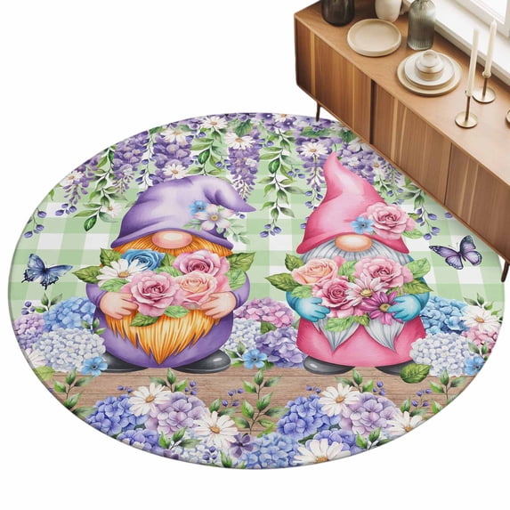 6ft Round Rug Blue Purple Gnomes Area Rugs for Living Room Bedroom ...