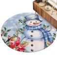 6ft Round Rug Blue Snowman Area Rugs for Living Room Bedroom Washable ...