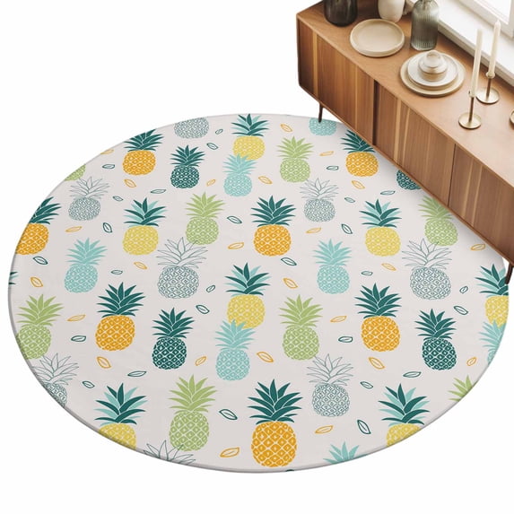 6ft Round Rug Blue Yellow Pineapple Area Rugs for Living Room Bedroom ...