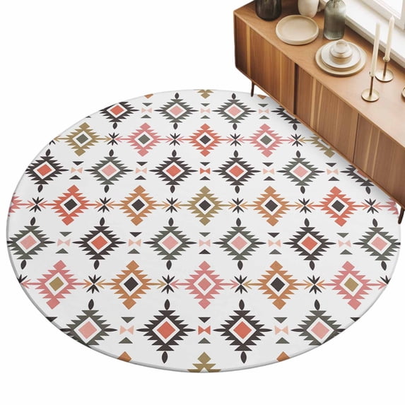6ft Round Rug Boho Colorful Geometric Area Rugs for Living Room Bedroom ...