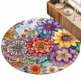 6ft Round Rug Boho Flowers Area Rugs for Living Room Bedroom Washable ...