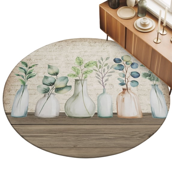 6ft Round Rug Bottles and Plants Area Rugs for Living Room Bedroom ...
