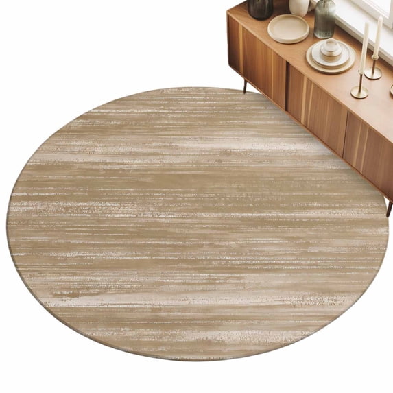 6ft Round Rug Brown Area Rugs for Living Room Bedroom Washable Non Slip ...