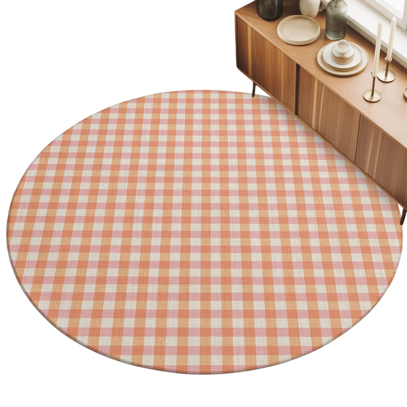 6ft Round Rug Buffalo Plaid Area Rugs for Living Room Bedroom Washable ...