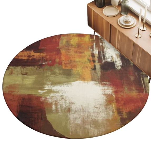 6ft Round Rug Burnt Orange Area Rugs for Living Room Bedroom Washable ...