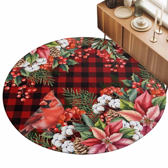 6ft Round Rug Cardinal Bird Area Rugs for Living Room Bedroom Washable ...