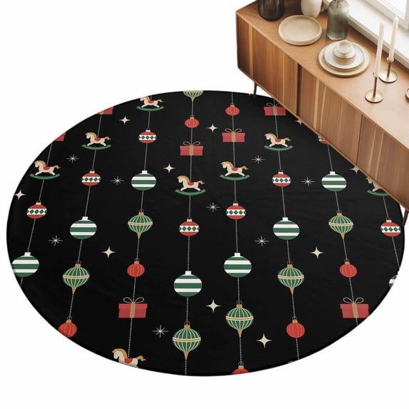 6ft Round Rug Christmas Area Rugs for Living Room Bedroom Washable Non ...