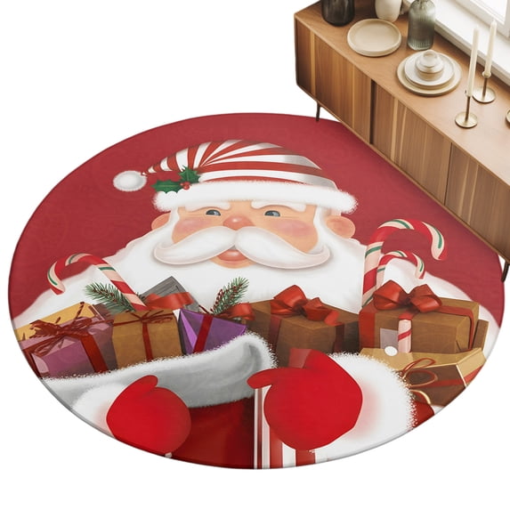 6ft Round Rug Christmas Area Rugs for Living Room Bedroom Washable Non ...