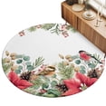 6ft Round Rug Christmas Poinsettia Area Rugs for Living Room Bedroom ...