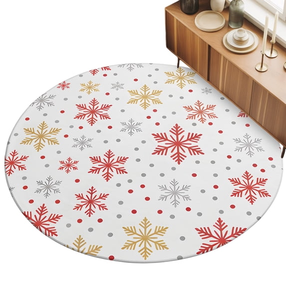6ft Round Rug Christmas Snowflakes Area Rugs for Living Room Bedroom ...