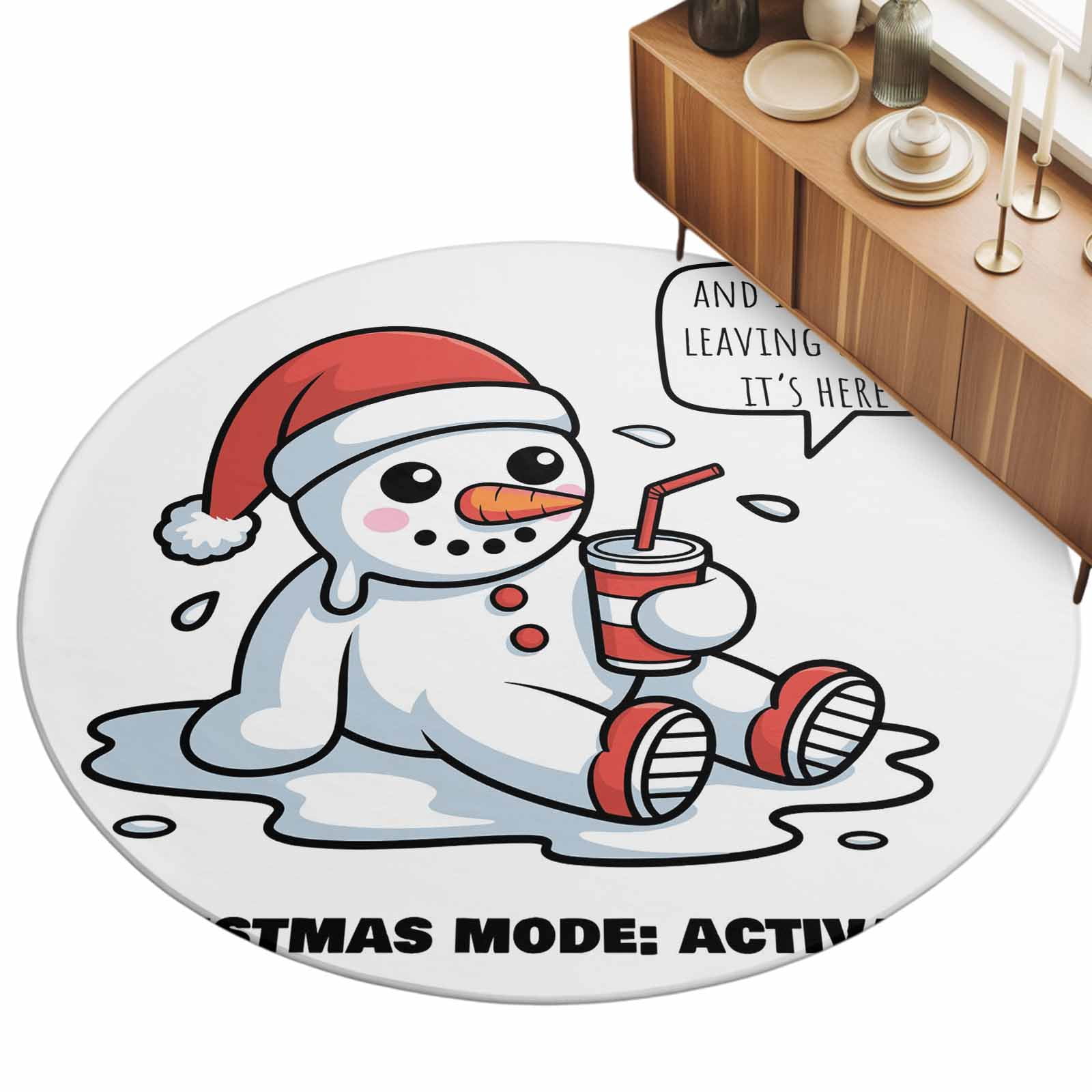 6ft Round Rug Christmas Snowman Area Rugs for Living Room Bedroom ...