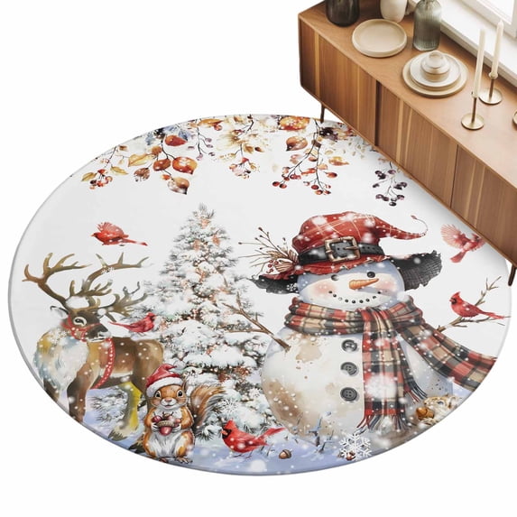 6ft Round Rug Christmas Snowman Area Rugs for Living Room Bedroom ...