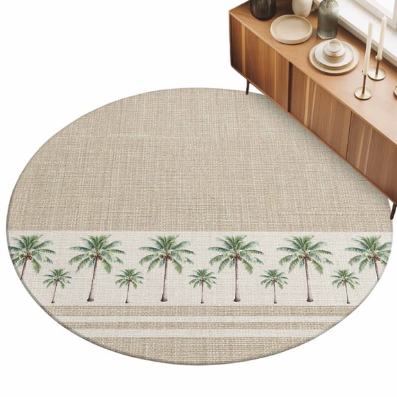 6ft Round Rug Coastal Palm Trees Area Rugs for Living Room Bedroom ...