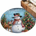 6ft Round Rug Dark Blue Christmas Area Rugs for Living Room Bedroom ...