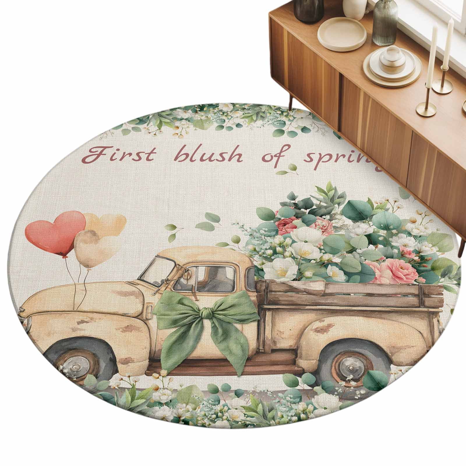 6ft Round Rug Eucalyptus Trucks Area Rugs for Living Room Bedroom ...