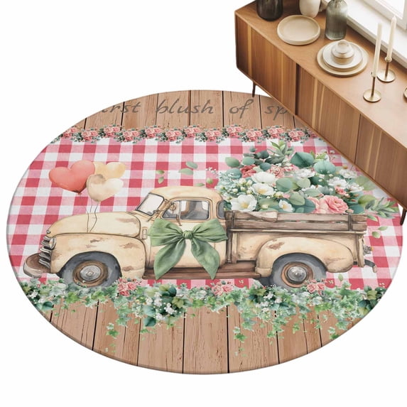 6ft Round Rug Eucalyptus Trucks Area Rugs for Living Room Bedroom ...