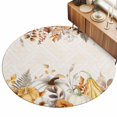 6ft Round Rug Fall Grey Orange Area Rugs for Living Room Bedroom ...