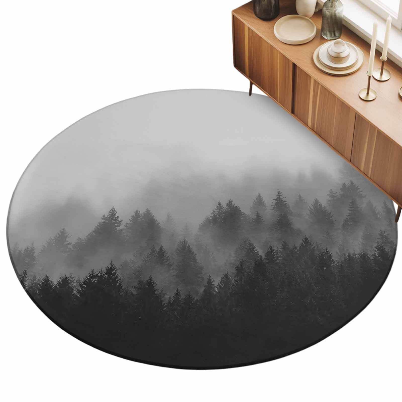 6ft Round Rug Fogged Mist Forest Area Rugs for Living Room Bedroom ...