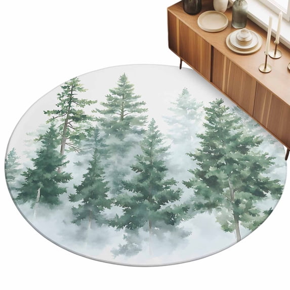 6ft Round Rug Forest Green Area Rugs for Living Room Bedroom Washable ...