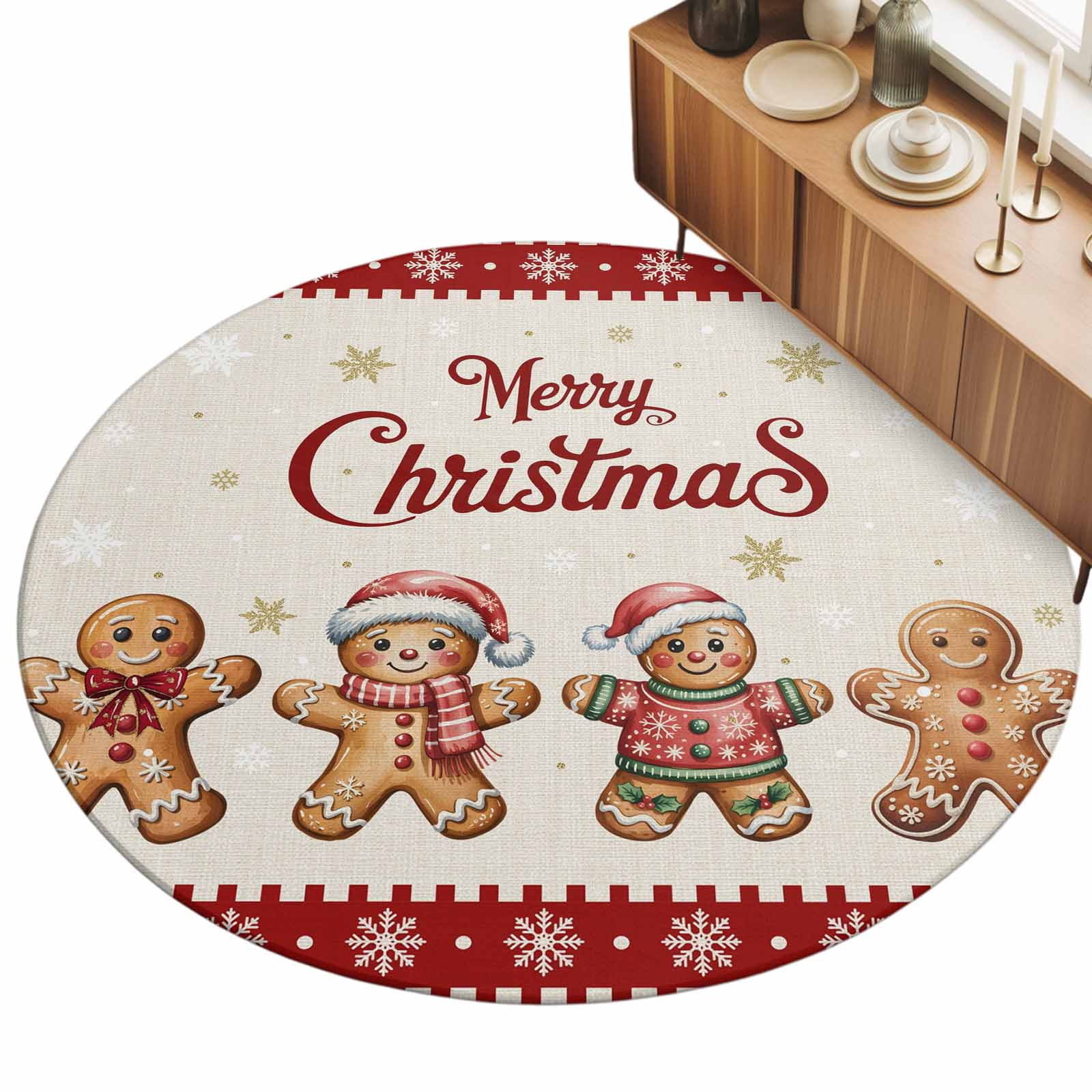6ft Round Rug Gingerbread Christmas Area Rugs for Living Room Bedroom ...