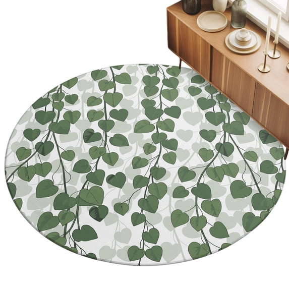 6ft Round Rug Green Ivy Leaves Area Rugs for Living Room Bedroom ...