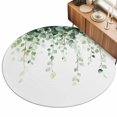 6ft Round Rug Green Leaves Area Rugs for Living Room Bedroom Washable ...