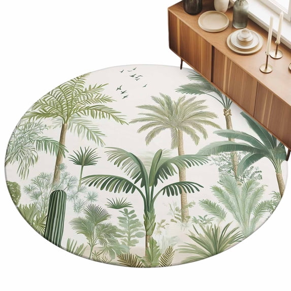 6ft Round Rug Green Palm Trees Area Rugs for Living Room Bedroom ...