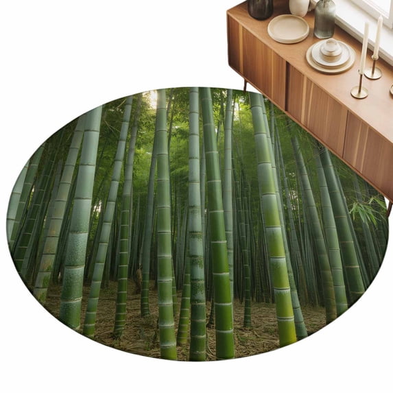 6ft Round Rug Green Plants Area Rugs for Living Room Bedroom Washable ...