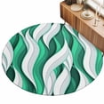6ft Round Rug Green White Moire Area Rugs for Living Room Bedroom ...