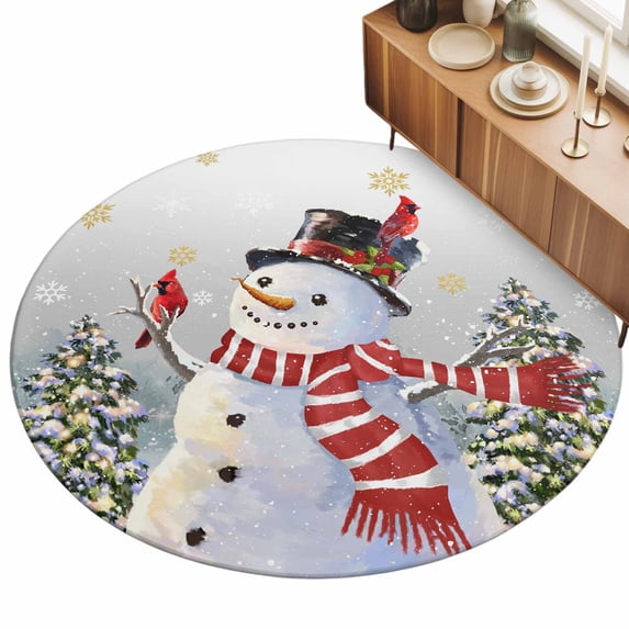 6ft Round Rug Grey Ombre Snowman Area Rugs for Living Room Bedroom ...