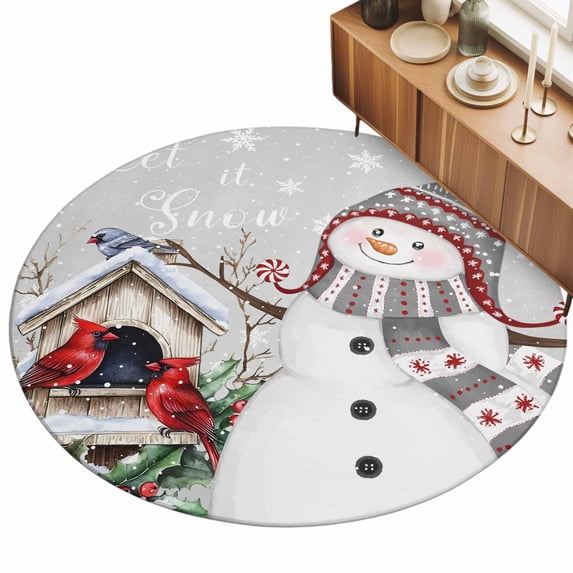 6ft Round Rug Grey Snowman Christmas Area Rugs for Living Room Bedroom ...