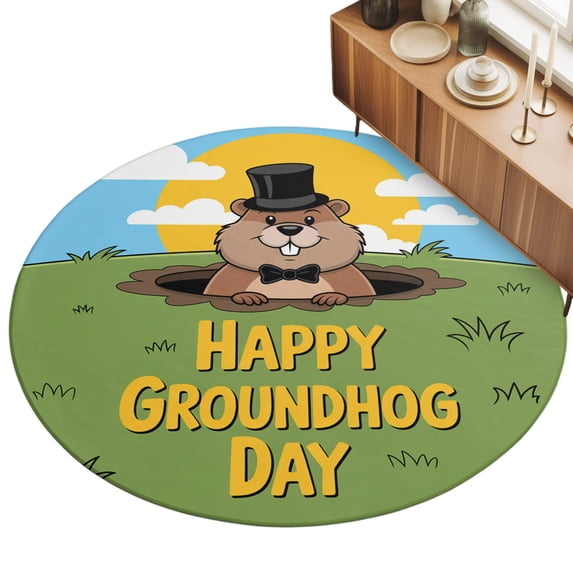 6ft Round Rug Happy Groundhog Day Area Rugs for Living Room Bedroom ...